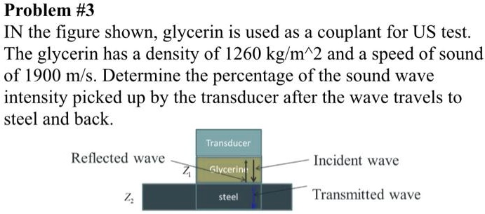 SOLVED: Problem #3 In the figure shown, glycerin is used as a couplant ...
