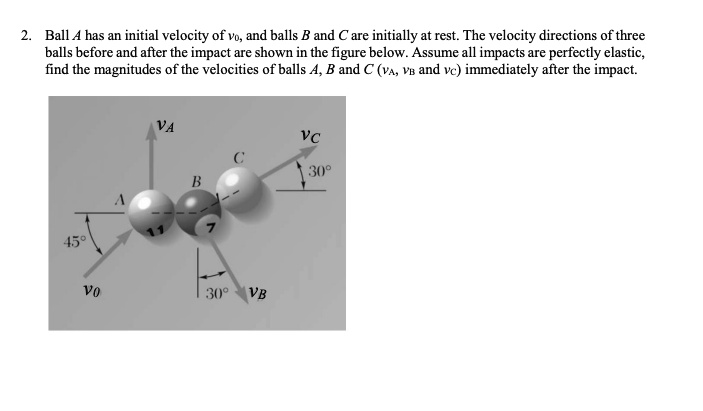 ball a has an initial velocity of vo and balls b and c are initially at ...