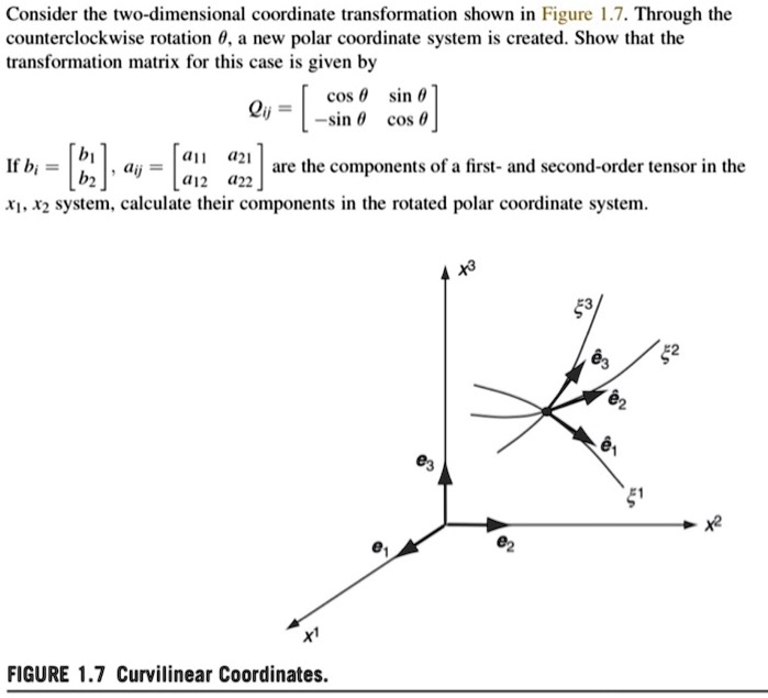 SOLVED: Consider the two-dimensional coordinate transformation shown in Figure 1.7. Through the ...