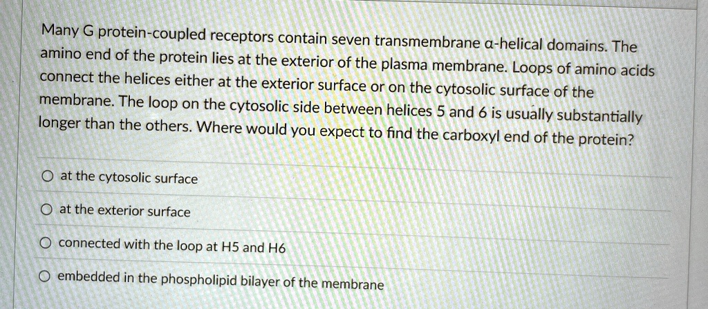 Many G protein-coupled receptors contain seven transmembrane α-helical ...