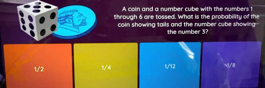 SOLVED: A coin and number cube with the numbers 1 through 6 are tossed ...