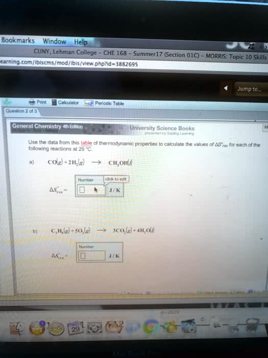 Use the data from this table of thermodynamic properties to calculate the values of Δ Srxn^∘ for ...