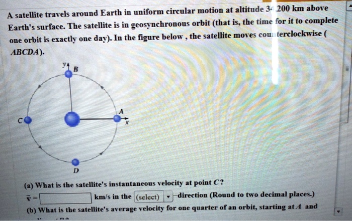 SOLVED: travels around Earth in uniform circular motion at altitude 200 km abore A satellite ...