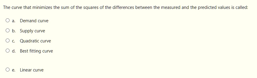 SOLVED: The curve that minimizes the sum of the squares of the ...