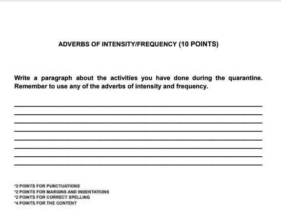 SOLVED: Write a paragraph about the activities you have done during the ...
