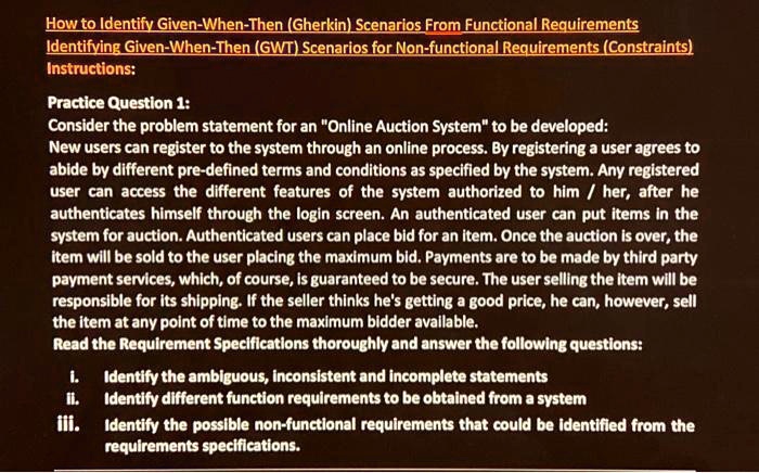 SOLVED: Howto Identify Given-WhenThen (Gherkin) Scenarios From ... SOLVED: Howto Identify Given-WhenThen (Gherkin) Scenarios From ...