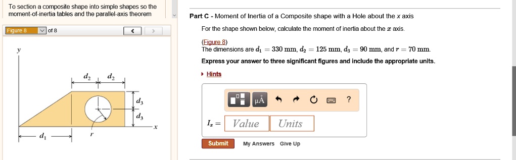 To section a composite shape into simple shapes so the moment-of-inertia tables and the parallel ...