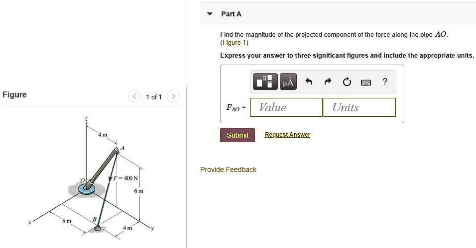 Solved Find The Magnitude Of The Projected Component Of The Force