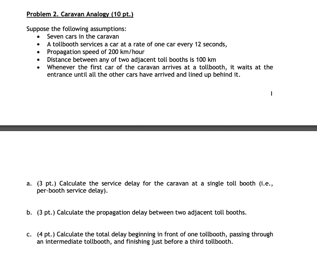 Problem 2. Caravan Analogy (10 pt.) Suppose the following assumptions ...