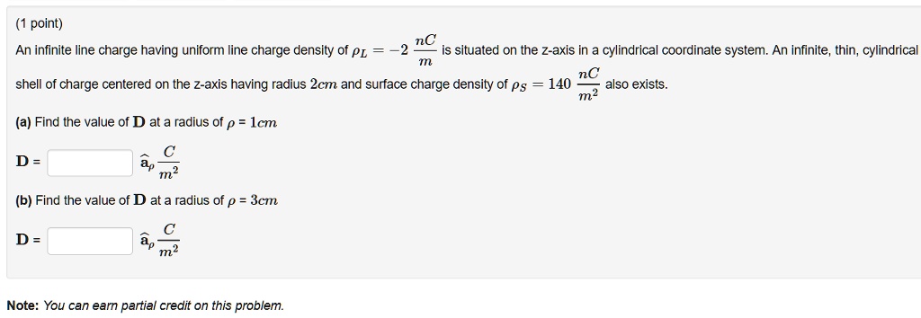 SOLVED: An infinite line charge having uniform line charge density of Ï ...