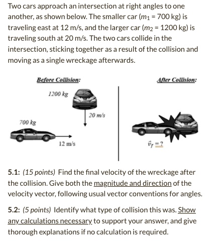 two cars approach an intersection at right angles to one another as ...