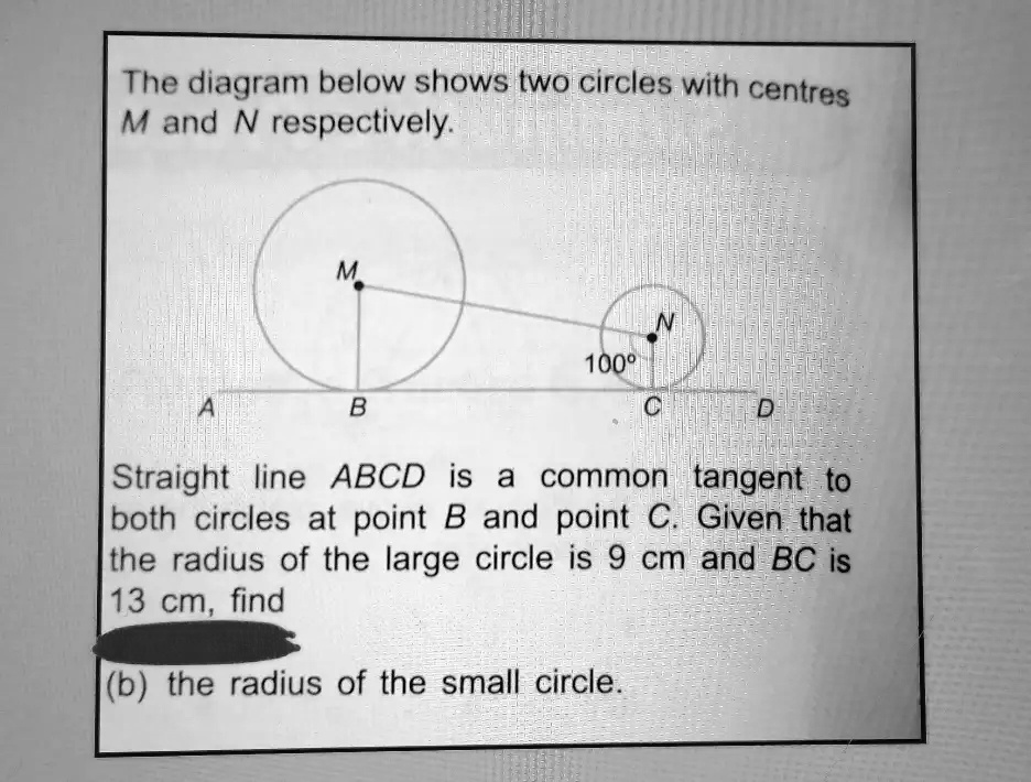 SOLVED: The diagram below shows two circles with centres M and N respectively: M 1009 Straight ...