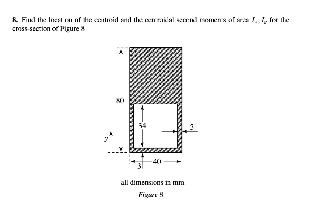SOLVED: 8. Find the location of the centroid and the centroidal second ...