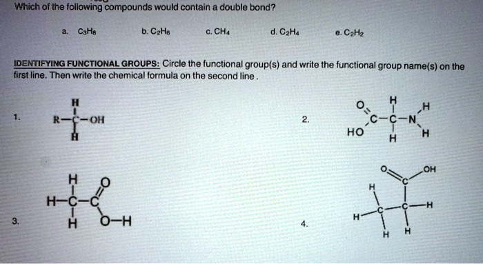SOLVED: Which of the following compounds would contain a double bond ...