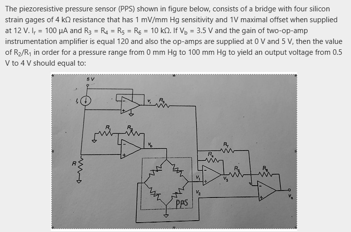 The piezoresistive pressure sensor (PpS) shown in the figure below ...