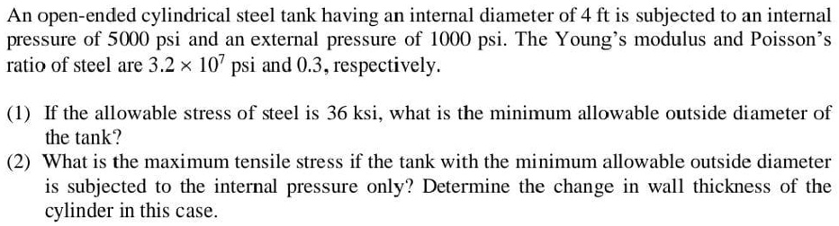 SOLVED: Please answer all parts An open-ended cylindrical steel tank ...