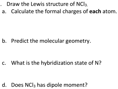 Ncl3 Lewis Structure Formal Charges Nitrogen Trichloride NCl3 Lewis