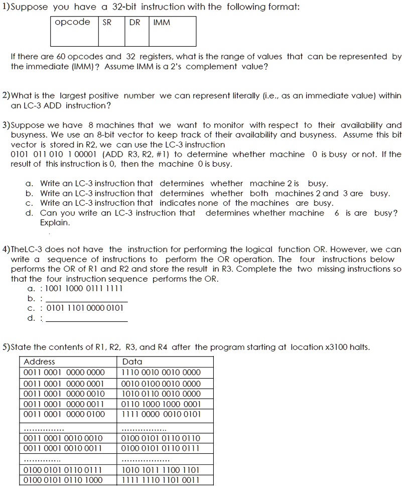 1suppose you have a 32 bit instruction with the following format opcode ...