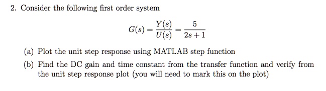 Solved 2 Consider The Following First Order System Y S 5 G S U S
