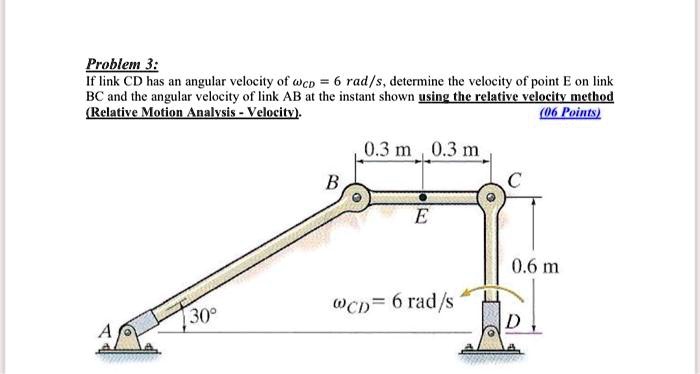 Problem 3 If Link Cd Has An Angular Velocity Of ωcd 6 Rads 0350