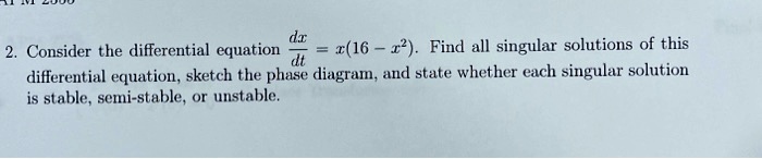 SOLVED:Consider the differential equation I(16 I2). Find all singular ...
