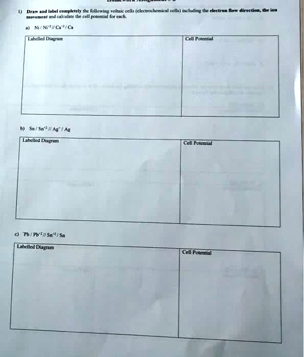 Solved Draw And Label Completely The Following Voltaic Cells