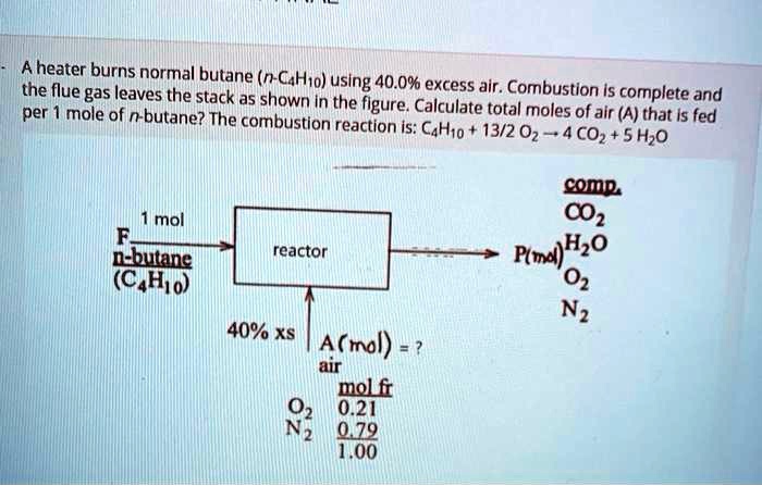 SOLVED: A heater the Pbsres ormal butane (n-CaHo) using 40.0 excess air ...