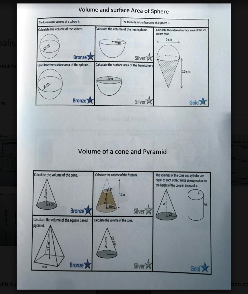 SOLVED: Text: Volume and Surface Area of Sphere The formula for volume ...