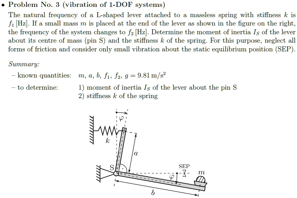 SOLVED: . Problem No. 3 (vibration of 1-DOF systems) The natural ...