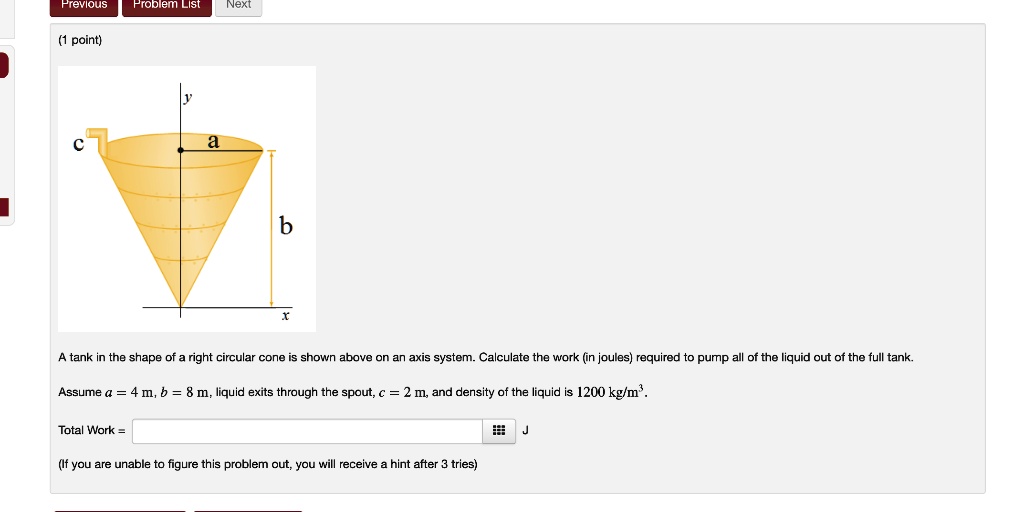 previous proplem list next point tank the shape of a right circular ...