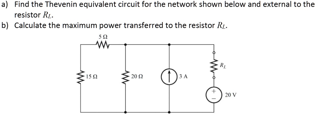 a) Find the Thevenin equivalent circuit for the network shown below and external to the resistor ...