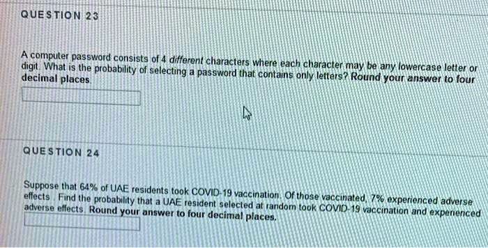 que stion 23 a computer password corsists ol 4 different characters digit what is the ...