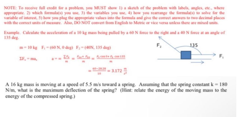 NOTE: To receive full credit for a problem, you MUST show 1) a sketch ...