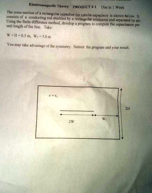 SOLVED: The cross-section of a rectangular capacitor (or tubular ...