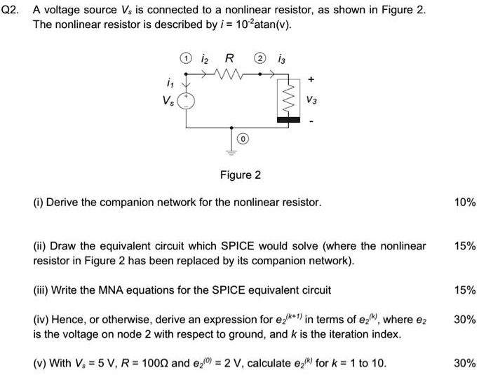 SOLVED: Q2. A voltage source Vs is connected to a nonlinear resistor, as shown in Figure 2. The ...