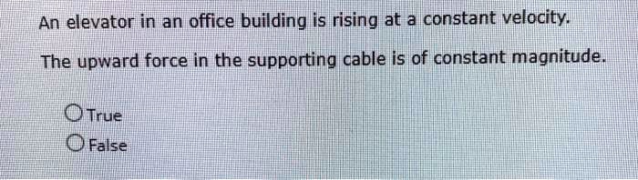 An elevator in an office building is rising at a constant velocity. The ...