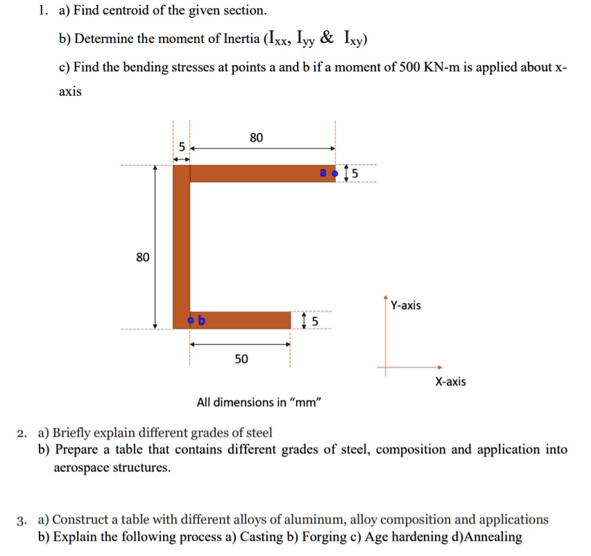 SOLVED: a) Find the centroid of the given section. b) Determine the ...