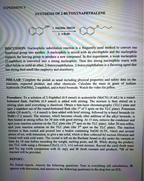 experiment 9 synthesis of 2 butoxynaphthalene naome mecn 2 n bubr ...
