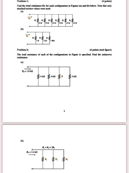 Problem 1: (6 points) Find the total resistance RT for each ...