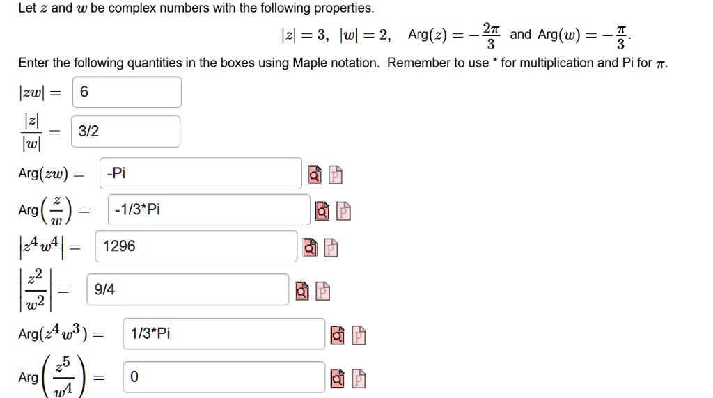 let z and w be complex numbers with the following properties izl 3 wl 2 ...