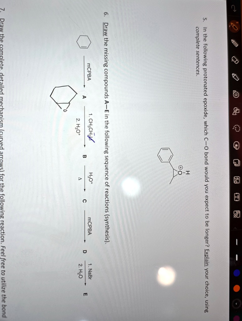5 in the following protonated epoxide which c o bond would you expect ...