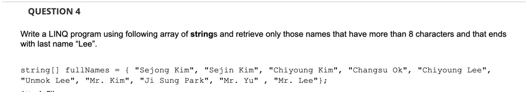 Solved Using C Programming Language Question 4 Write A Linq Program Using The Following Array 2706