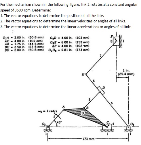 SOLVED: Kinematic Analysis Write only equations about mechanism For the mechanism shown in the ...