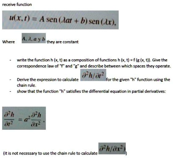 SOLVED: Text: receive function u(x, t) = Asin(lat b) sin(Ax) Let y and ...