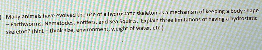 Many animals have evolved the use of a hydrostatic skeleton as a mechanism of keeping a body ...