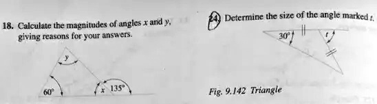 18. Calculate the magnitudes of angles x and y, giving reasons for your answers. 24 Determine ...