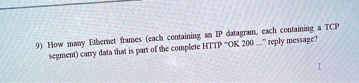 How Many Ethernet Frames Each Containing An Ip Datagram Each