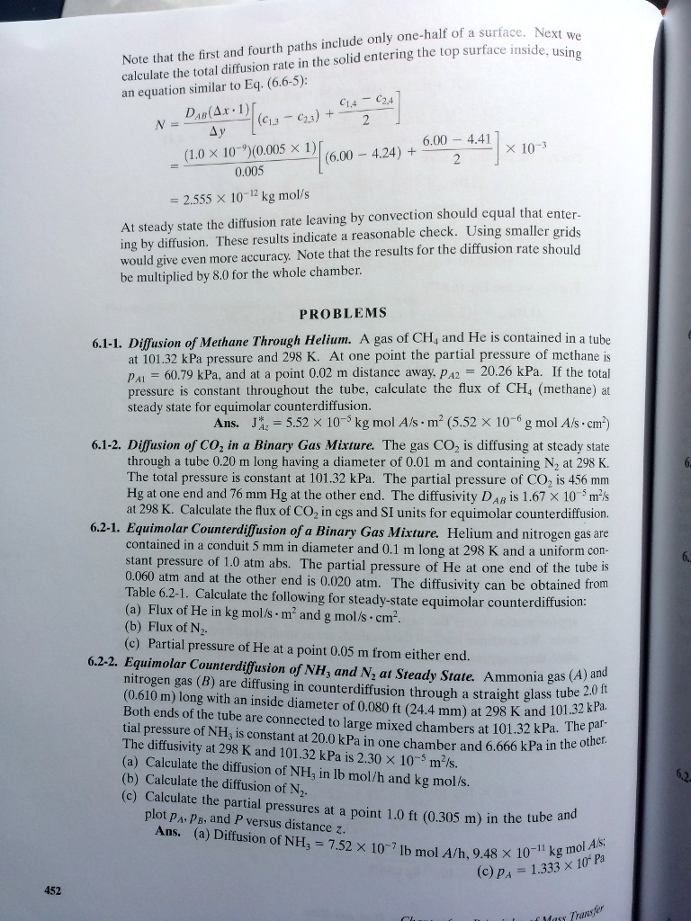 question 612 diffusion of co2in a binary gas mixture an equation similar to eq 66 5 c14 c24 ...