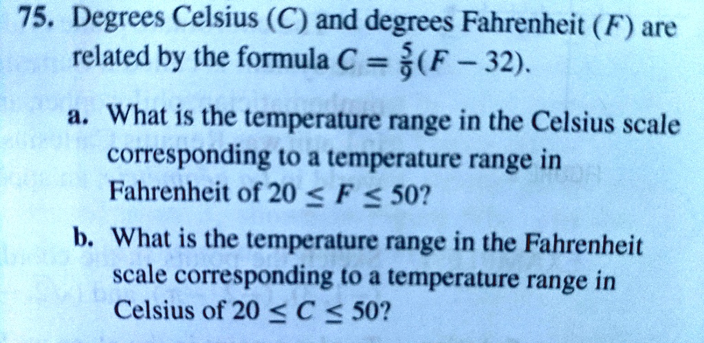 75 degrees celsius c and degrees fahrenheit f are related by the ...