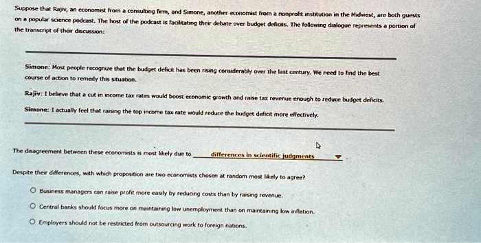 Suppose that Rajiv, an economist from a consulting firm, and Simone ...